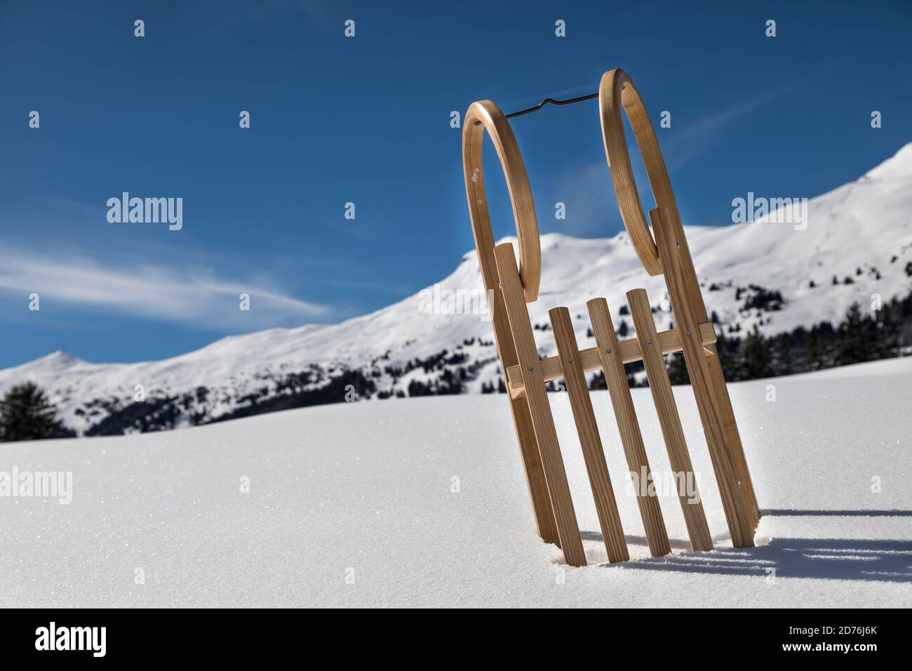 traditional wooden sled in the snow Stock Photo - Alamy