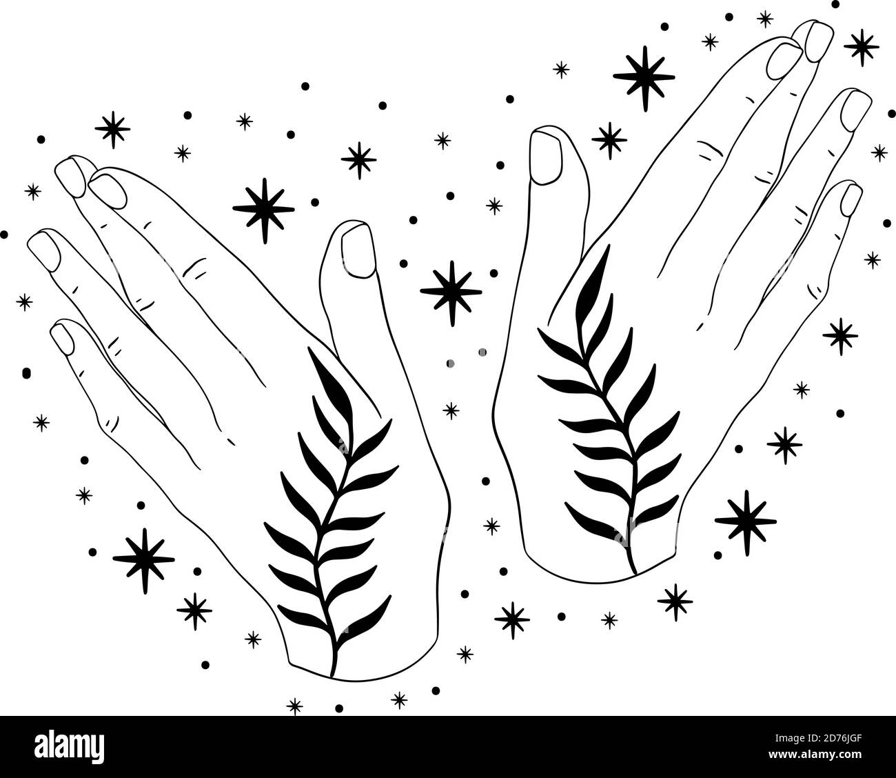 Hand minimal abstract line art.Elegant magic sketch.Hand drawn style ...