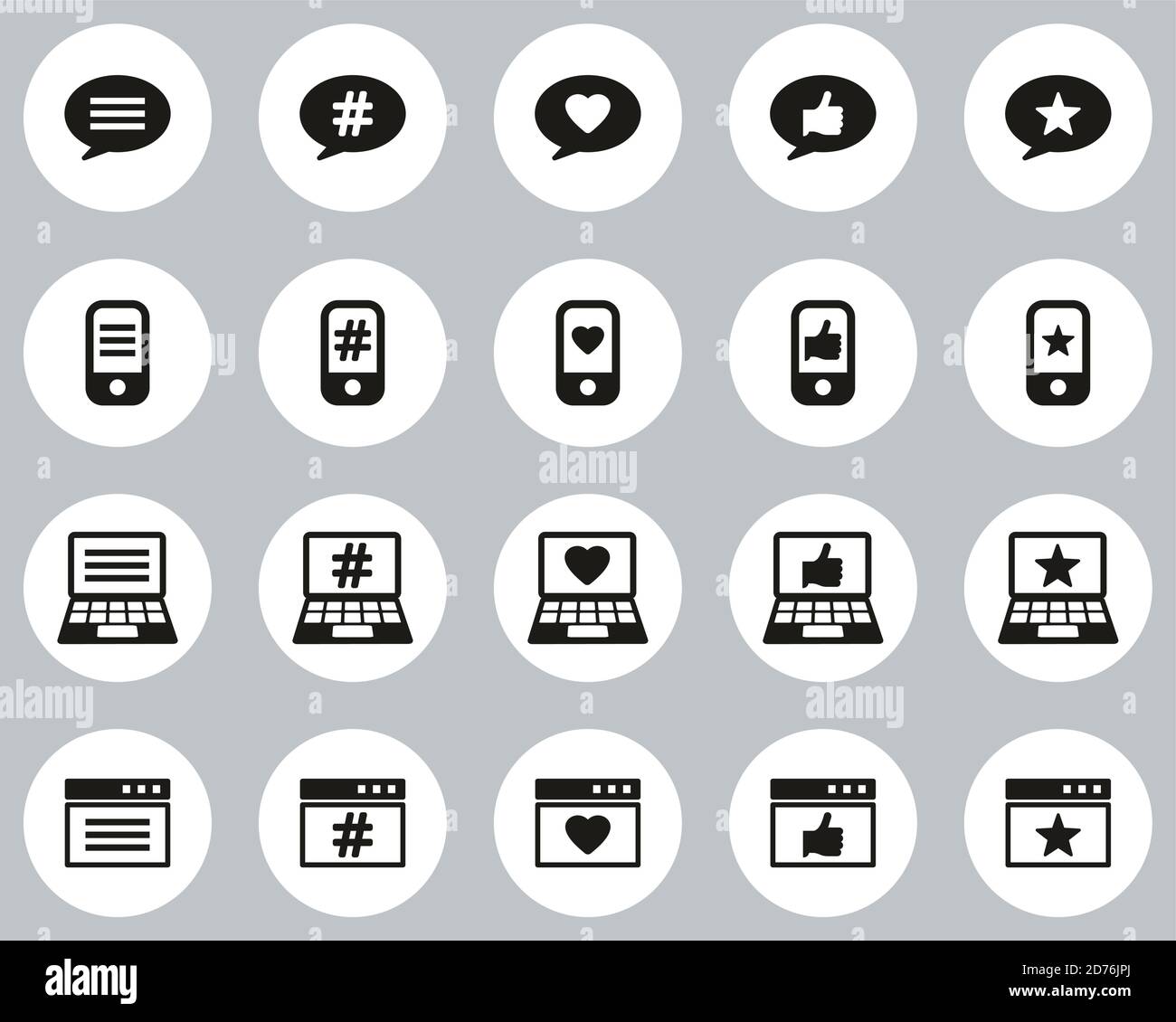 Feedback & Rating Icons Black & White Flat Design Circle Set Big Stock ...
