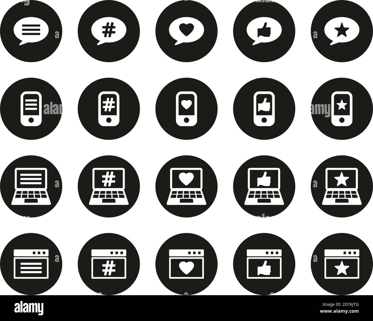 Feedback & Rating Icons White On Black Flat Design Circle Set Big Stock ...