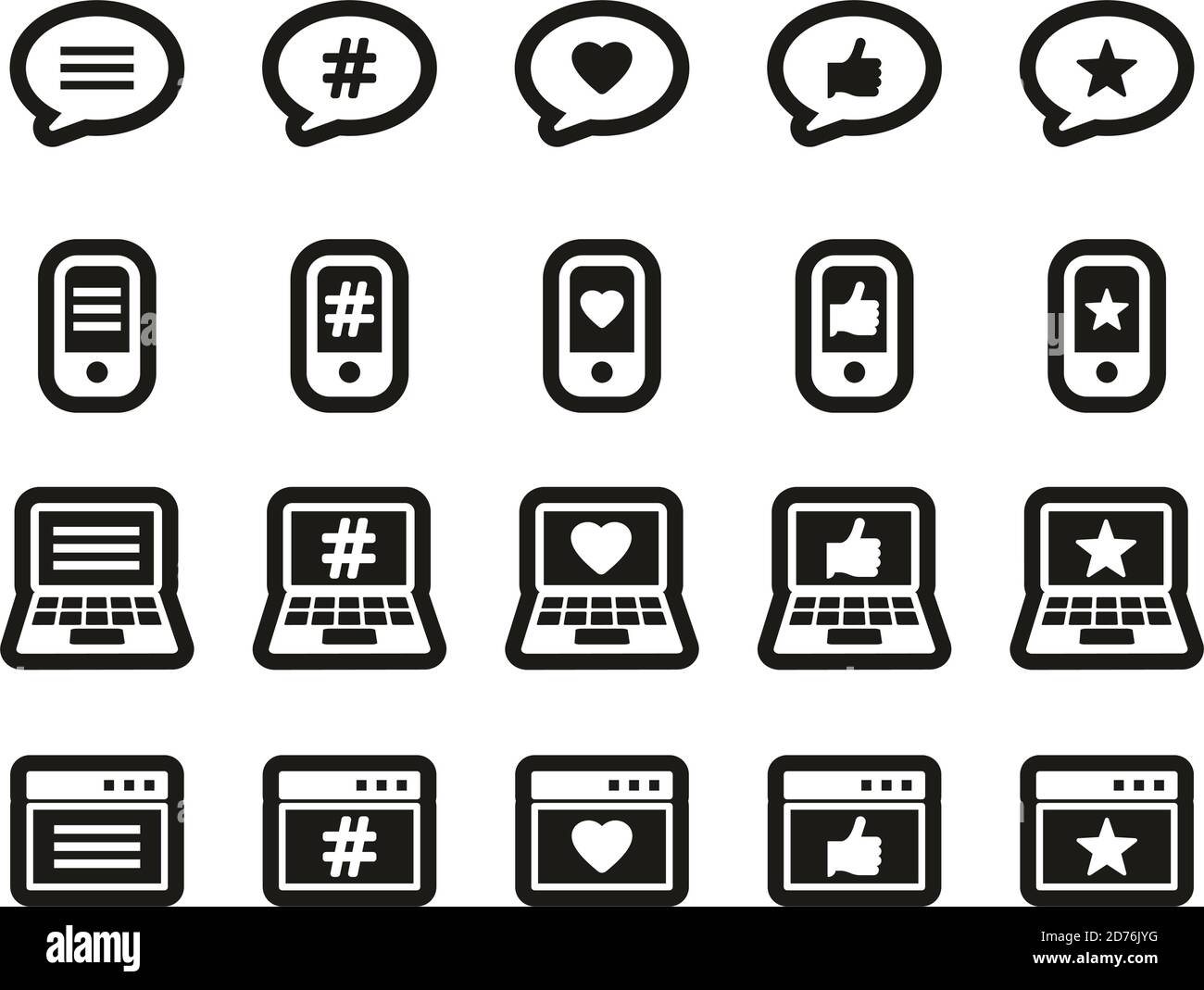 Feedback & Rating Icons White On Black Sticker Set Big Stock Vector ...