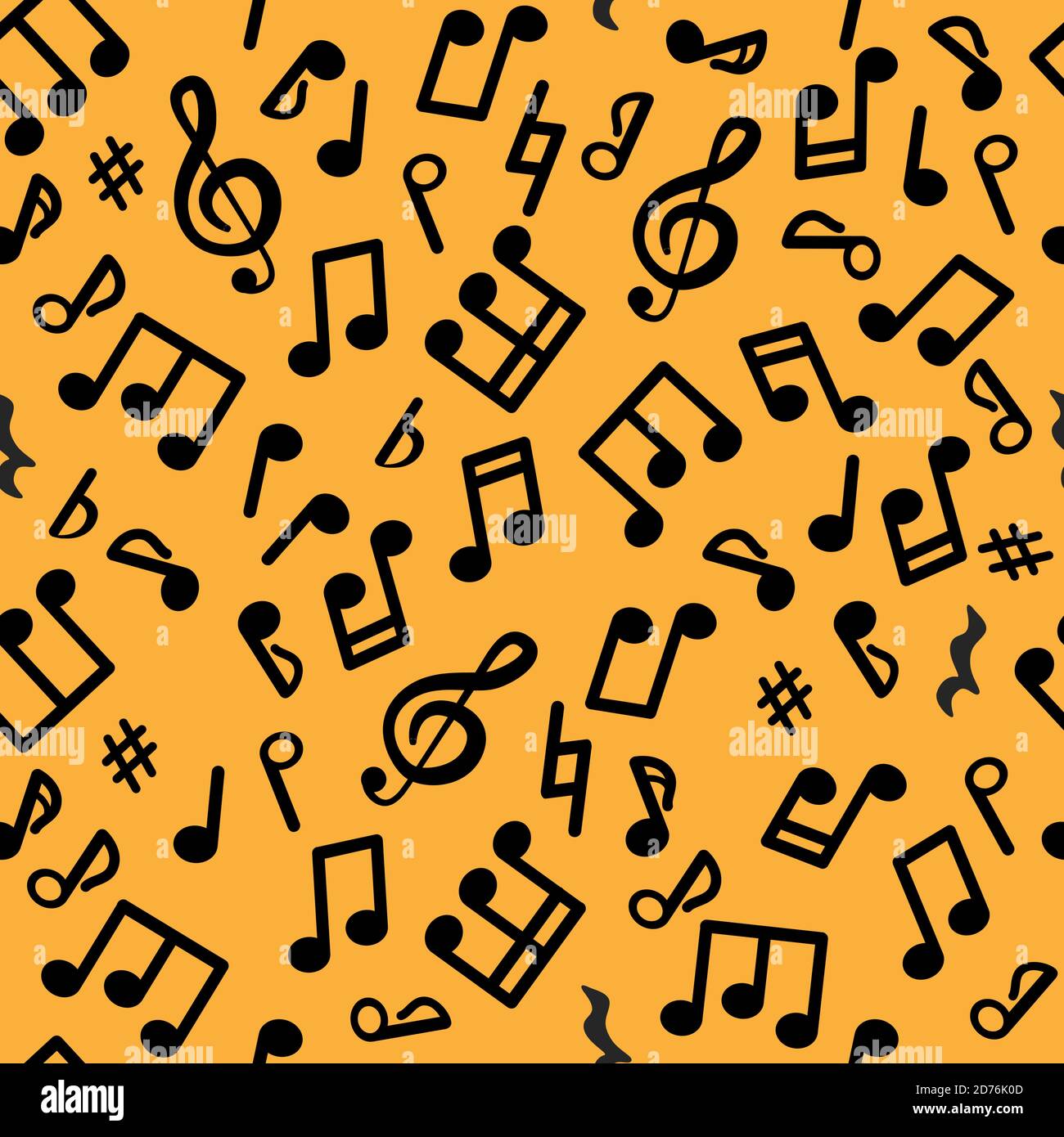Orange Music Notes Background