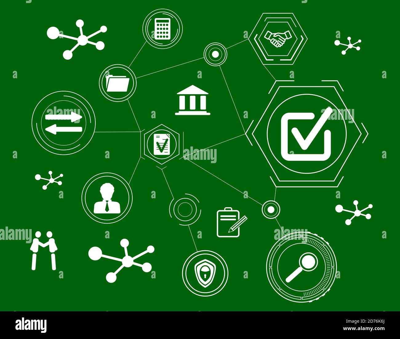 Concept of validation with connected icons Stock Photo - Alamy