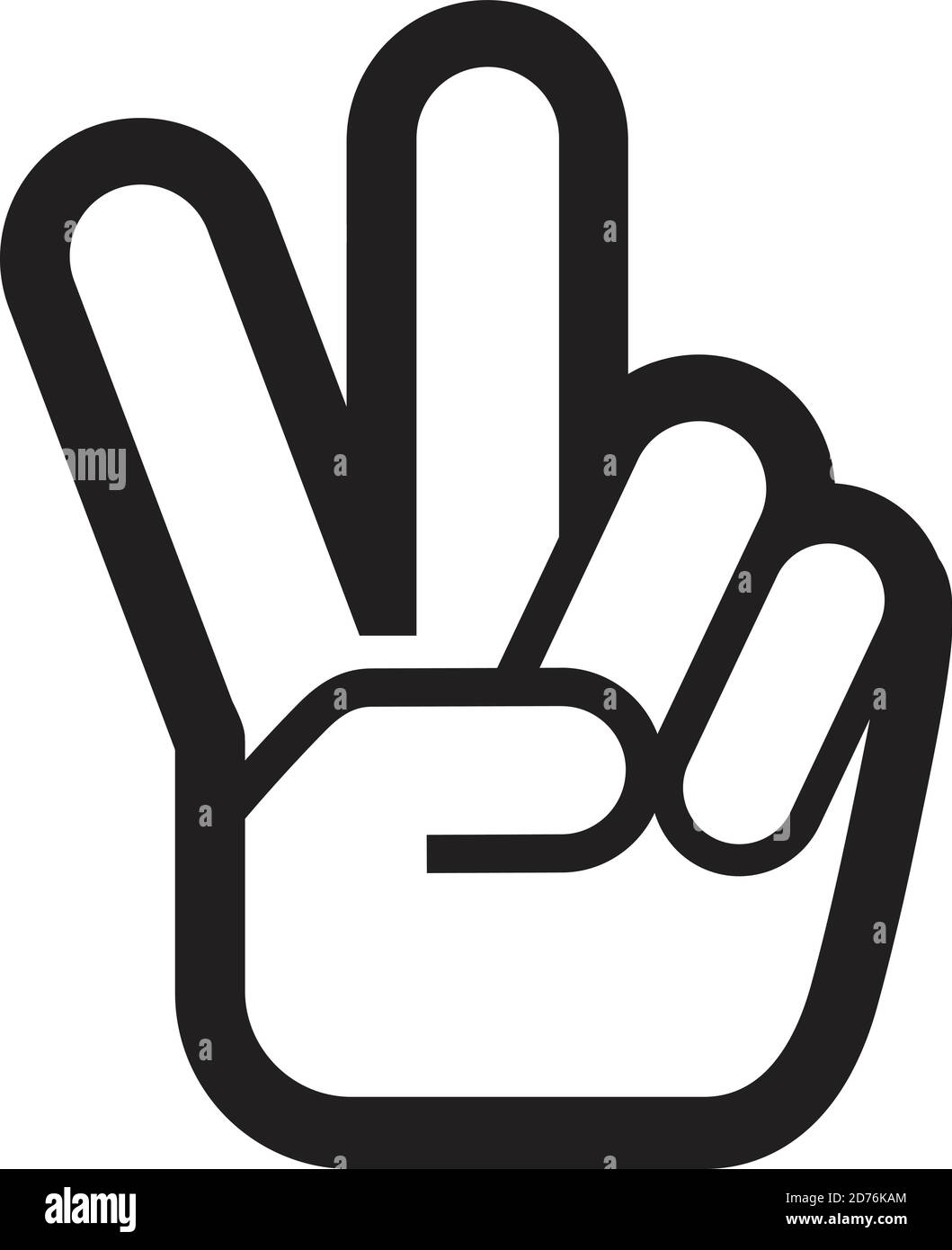 Hand icon victory sign. Vector icon. Black and white illustration Stock ...