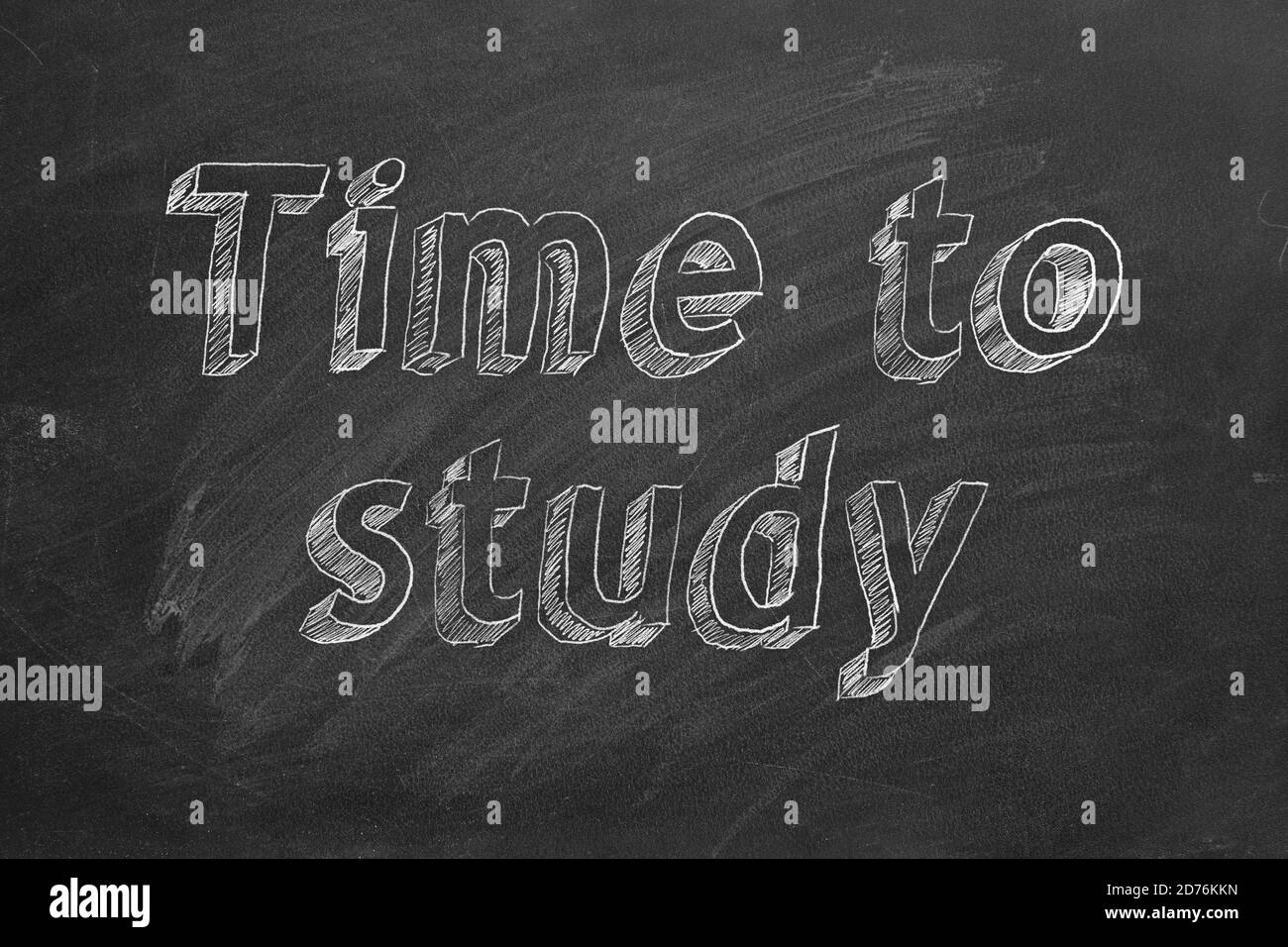 Hand drawing "Time to study" on black chalkboard Stock Photo - Alamy