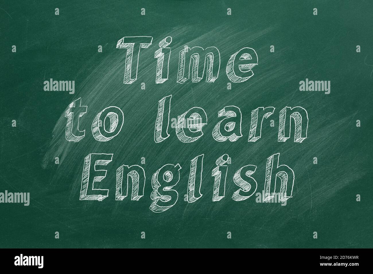 Hand drawing " Time to learn english" on green chalkboard Stock Photo ...
