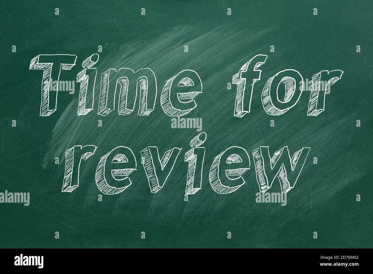 Hand drawing "Time for review" on green chalkboard Stock Photo - Alamy