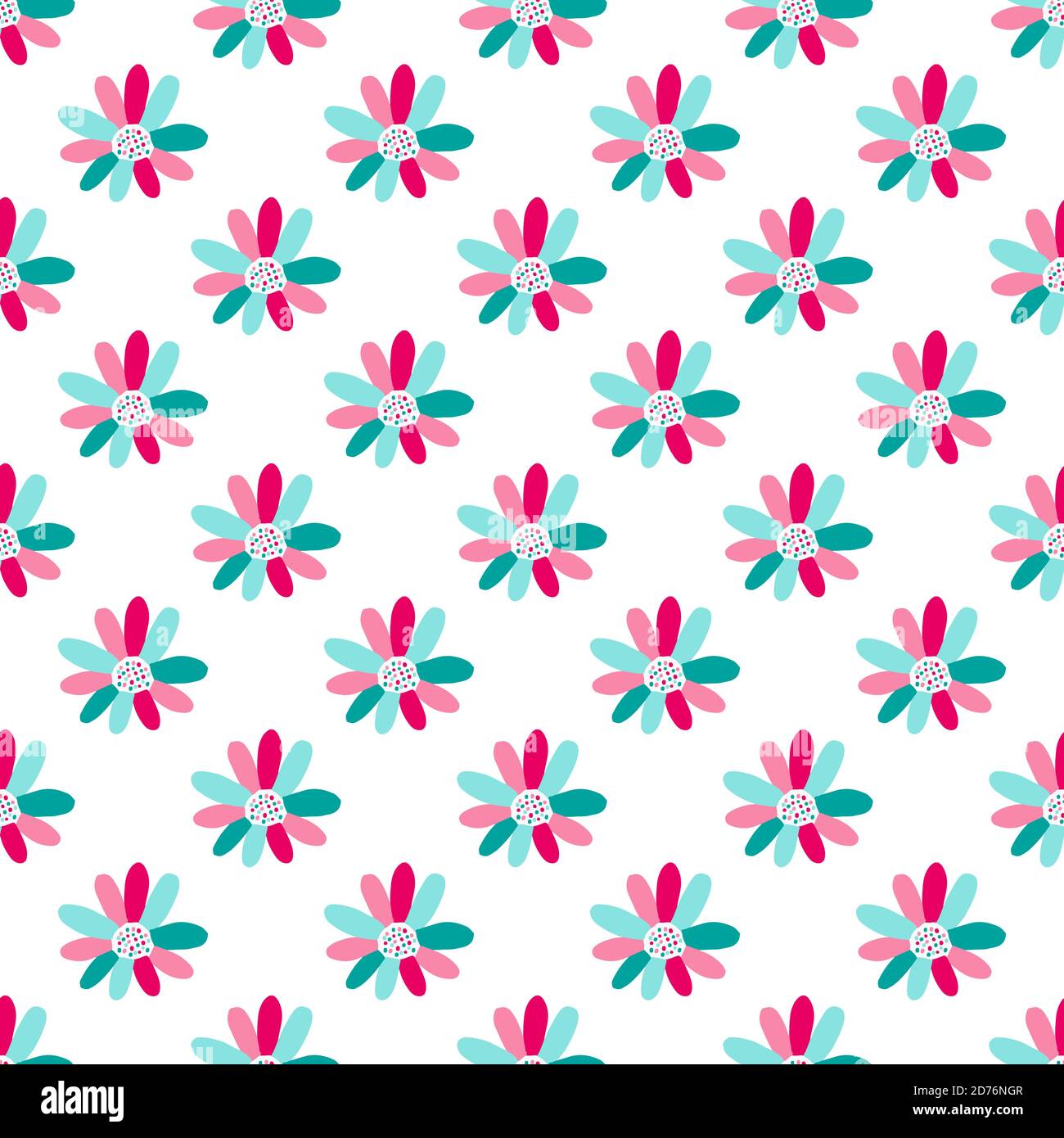 Seamless pattern plant flower abstract. Naive hand drawn design ...