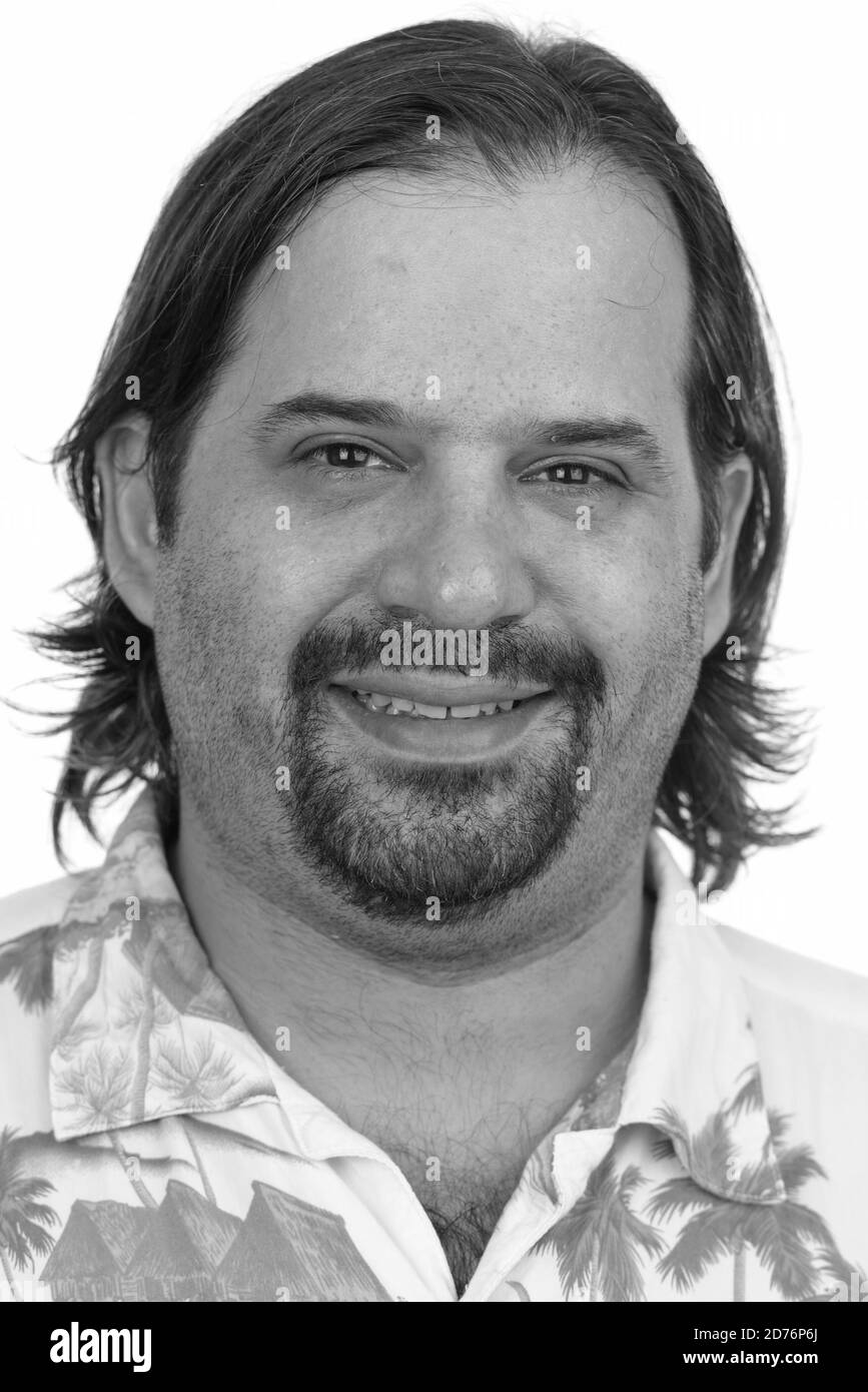 Face of happy fat Caucasian man smiling Stock Photo - Alamy