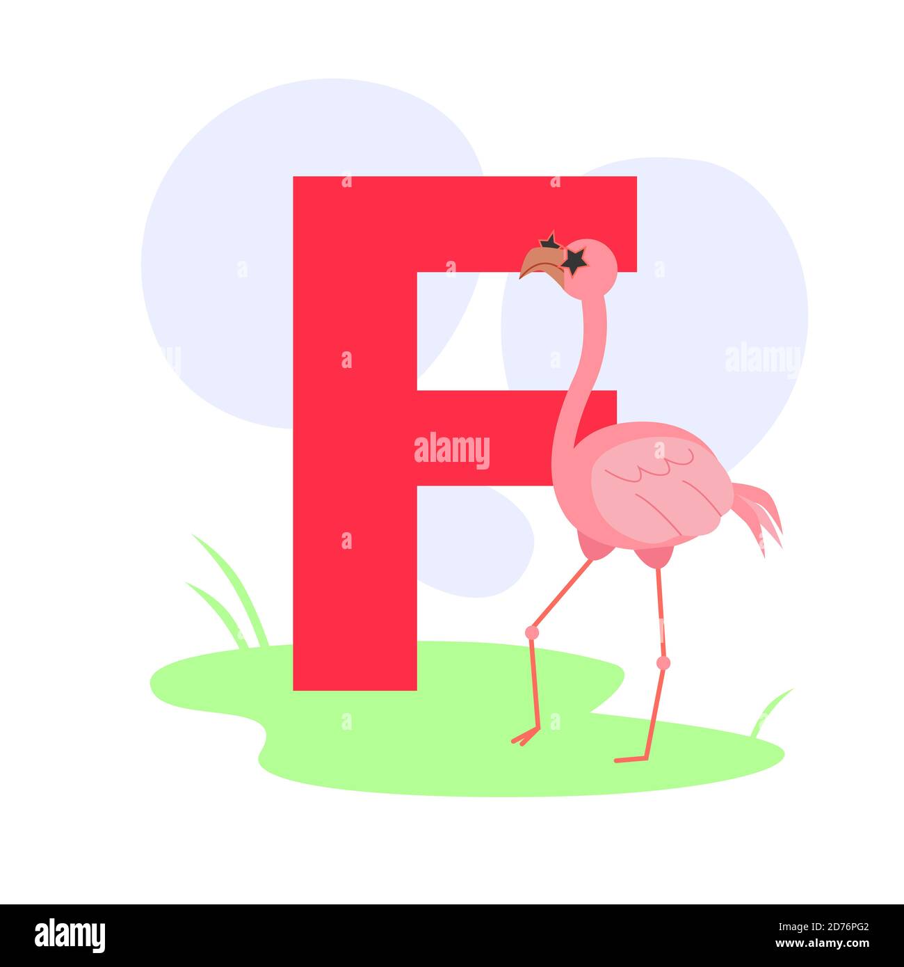 Children ABC english animal alphabet with F letter and cute flamingo ...