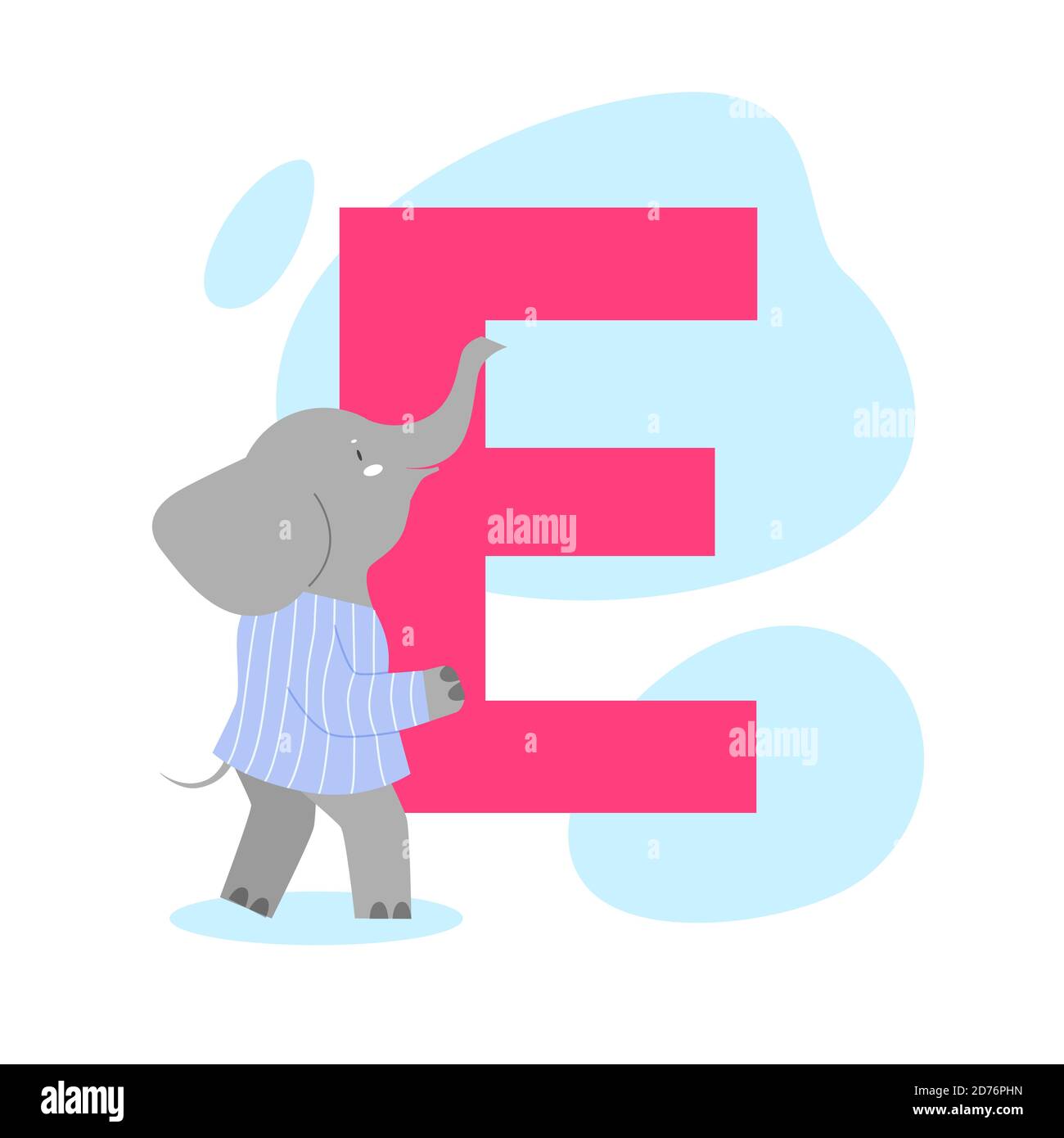 Children ABC english animal alphabet with E letter and cute Elephant ...