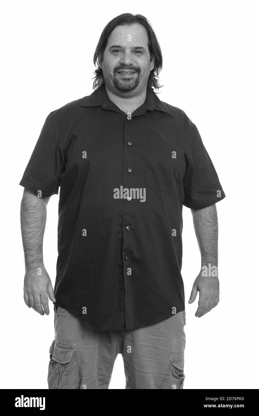 Portrait of happy overweight bearded man smiling Stock Photo - Alamy
