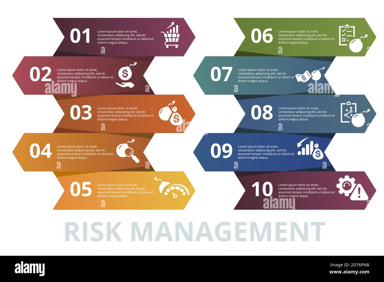 Infographic RManagement template. Icons in different colors. Include ...