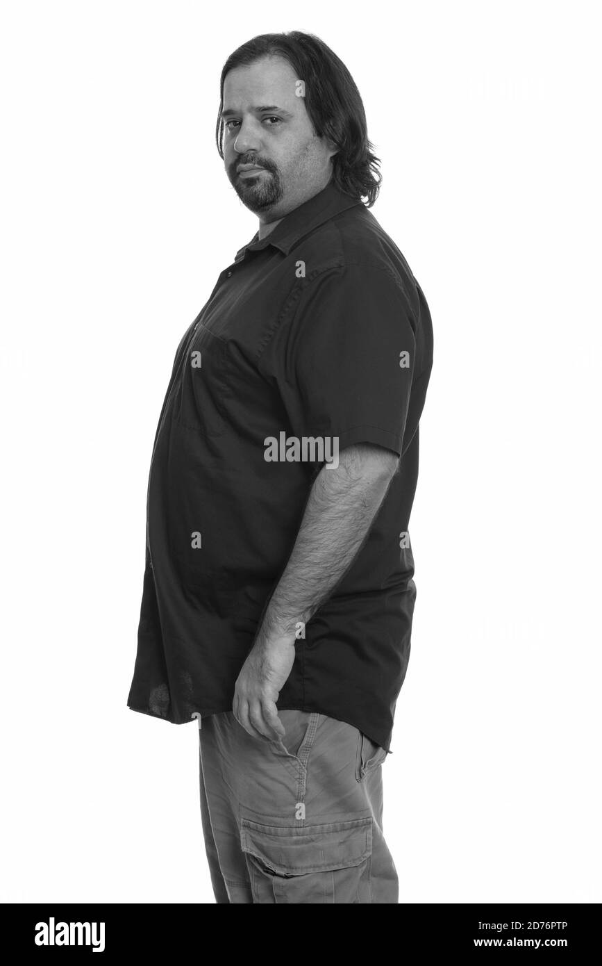 Fat man side view Black and White Stock Photos & Images - Alamy