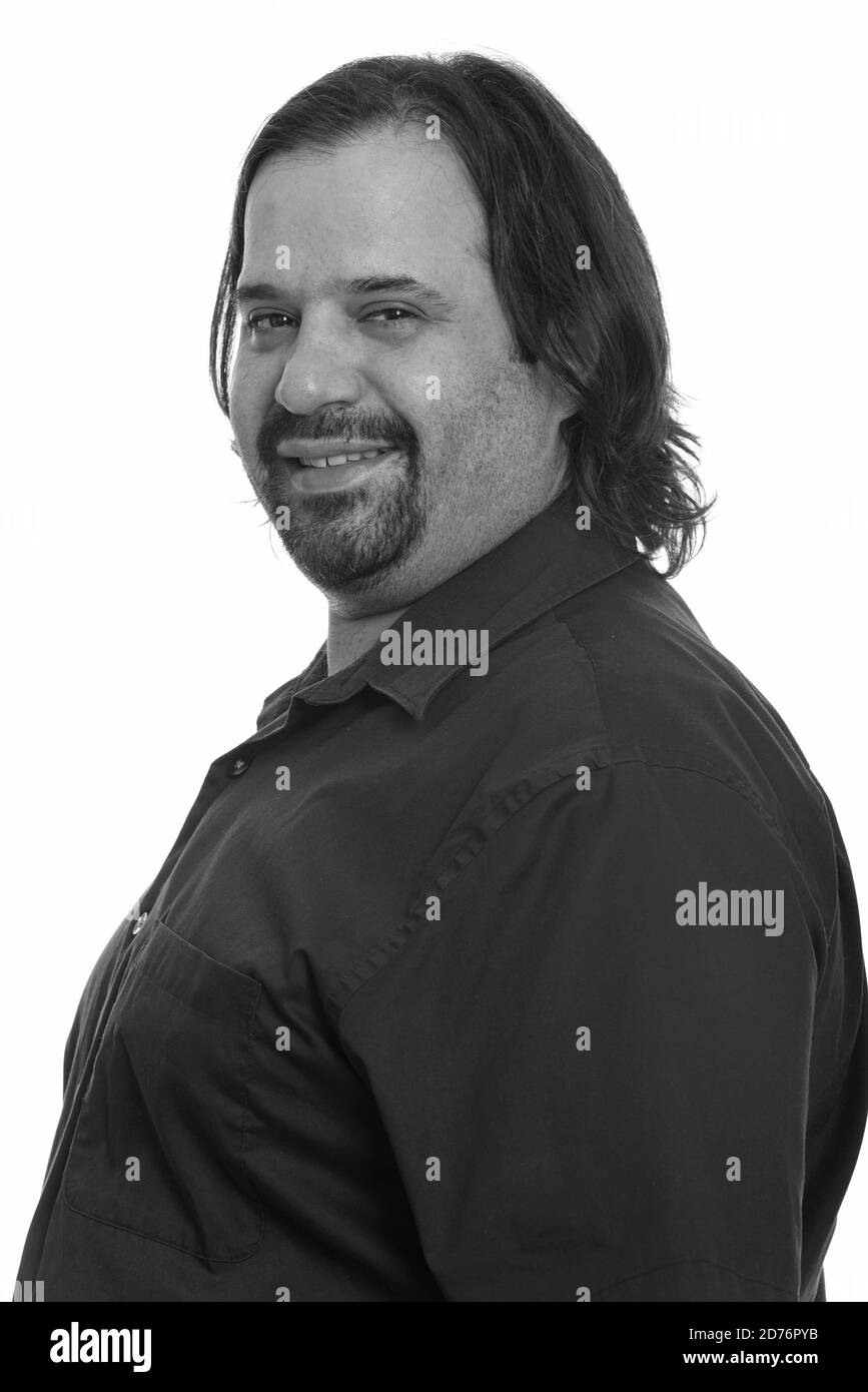 Close up of happy fat Caucasian man smiling Stock Photo - Alamy