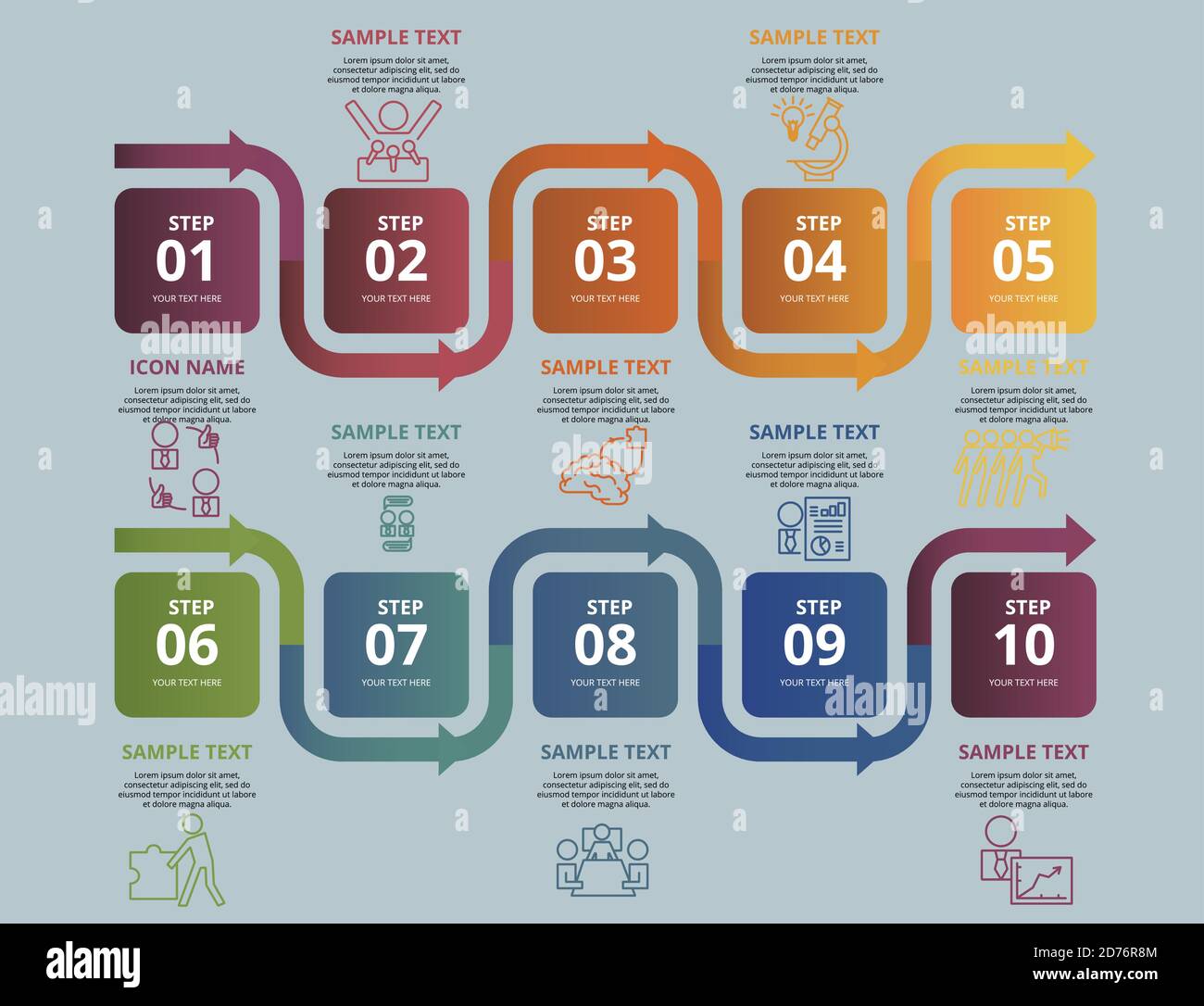 Infographic Reputation Management template. Icons in different colors ...