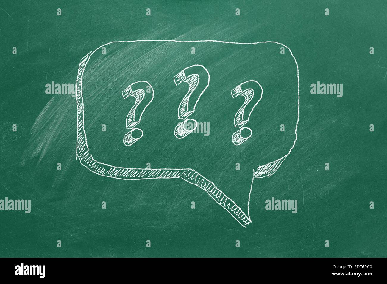 Hand drawing question marks on green chalkboard Stock Photo - Alamy