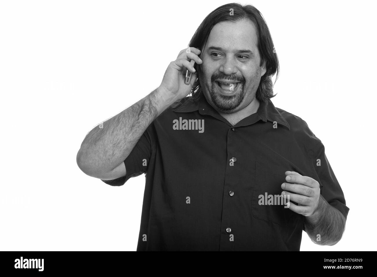 Fat man talking on mobile hi-res stock photography and images - Alamy