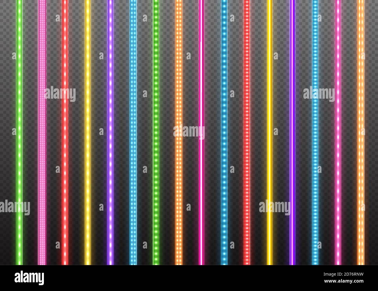 Colorful LED strips collection, bright luminous ribbons isolated on a ...