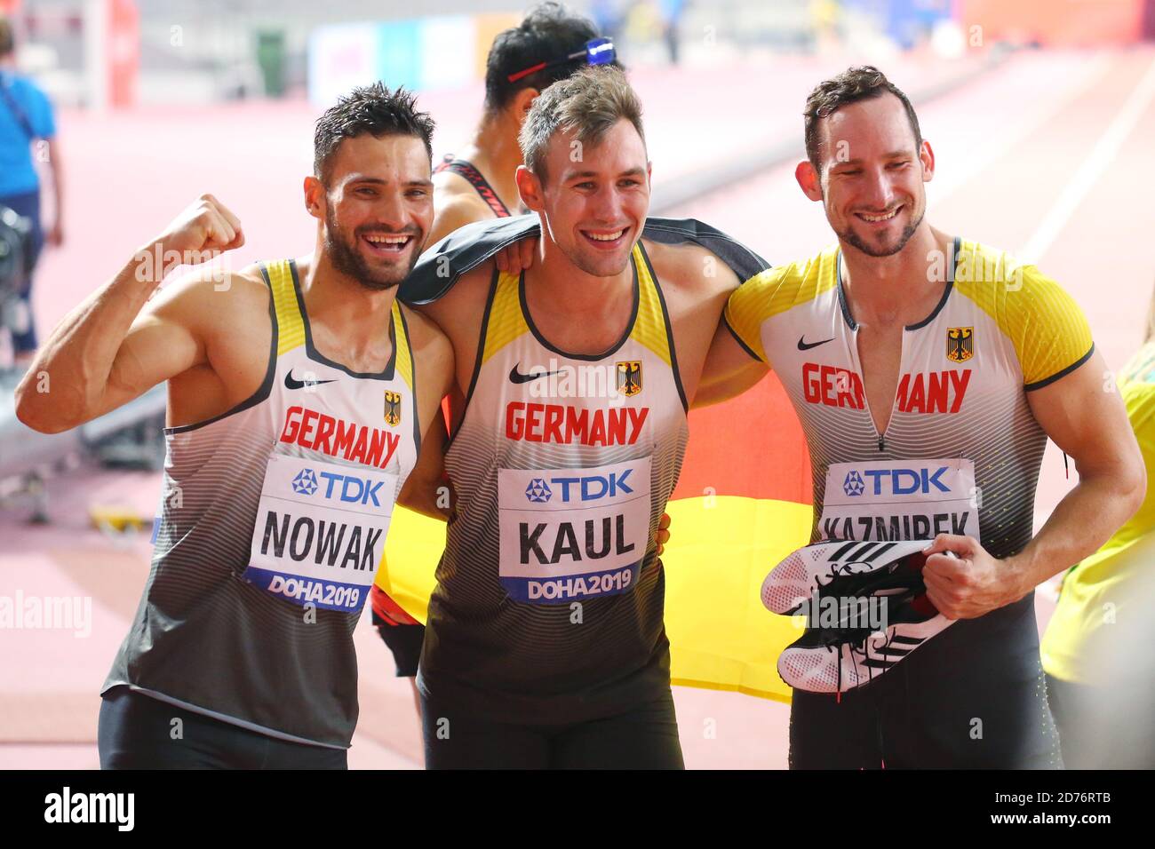 Doha, Qatar. 3rd Oct, 2019. (L to R) Tim Nowak, Niklas Kaul, Kai ...