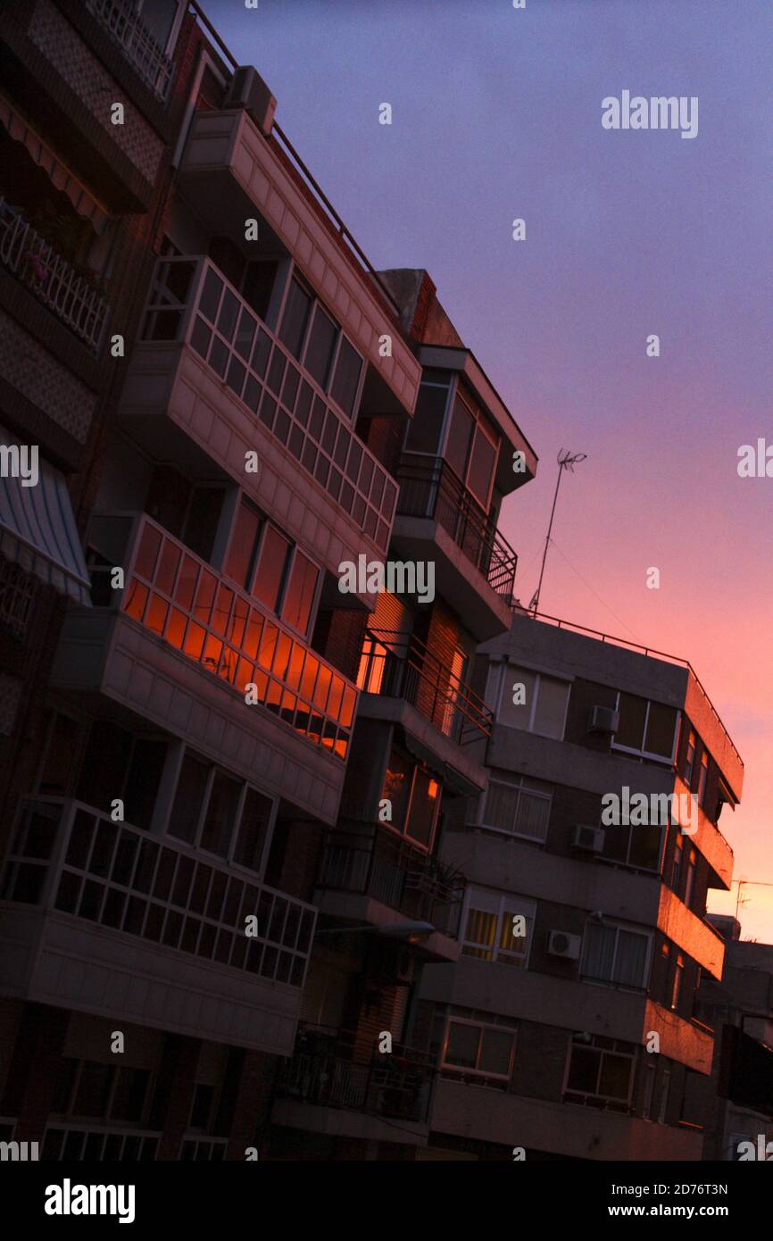 Low angle shot of detail in modern residential apartment building ...