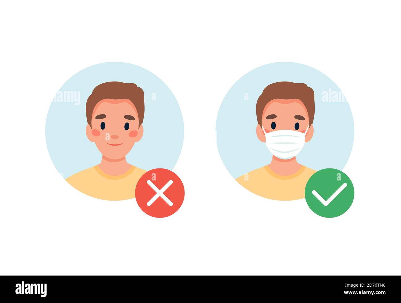 Mask required. No entry without wearing a mask. Man with and without ...