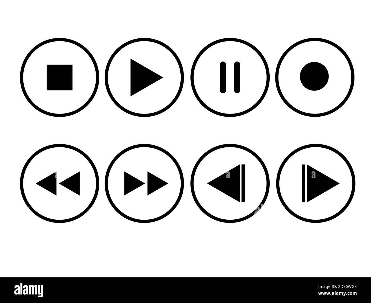 Music button vector set isolated on white background Stock Photo - Alamy