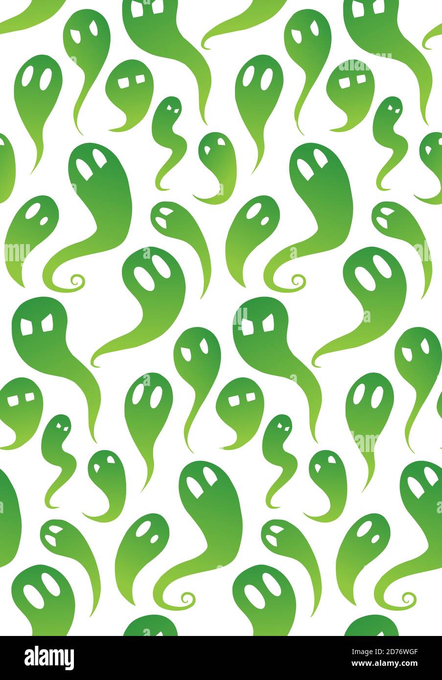 Seamless pattern with green cartoon ghosts with emotions. Spirits in ...