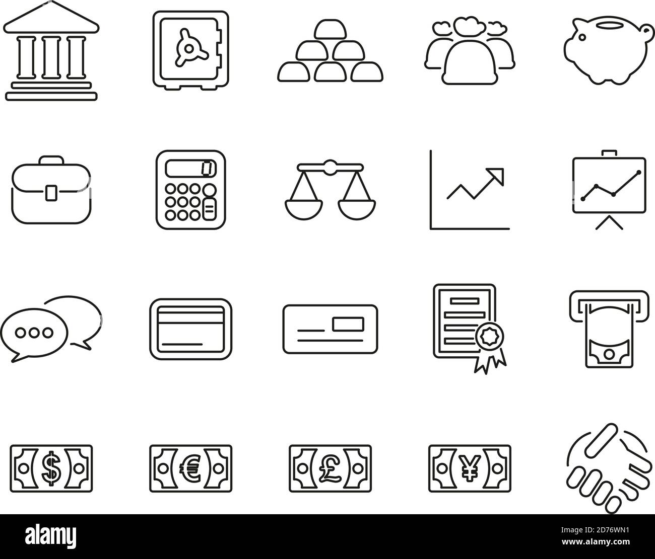 Finance & Investment Icons Black & White Thin Line Set Big Stock Vector ...