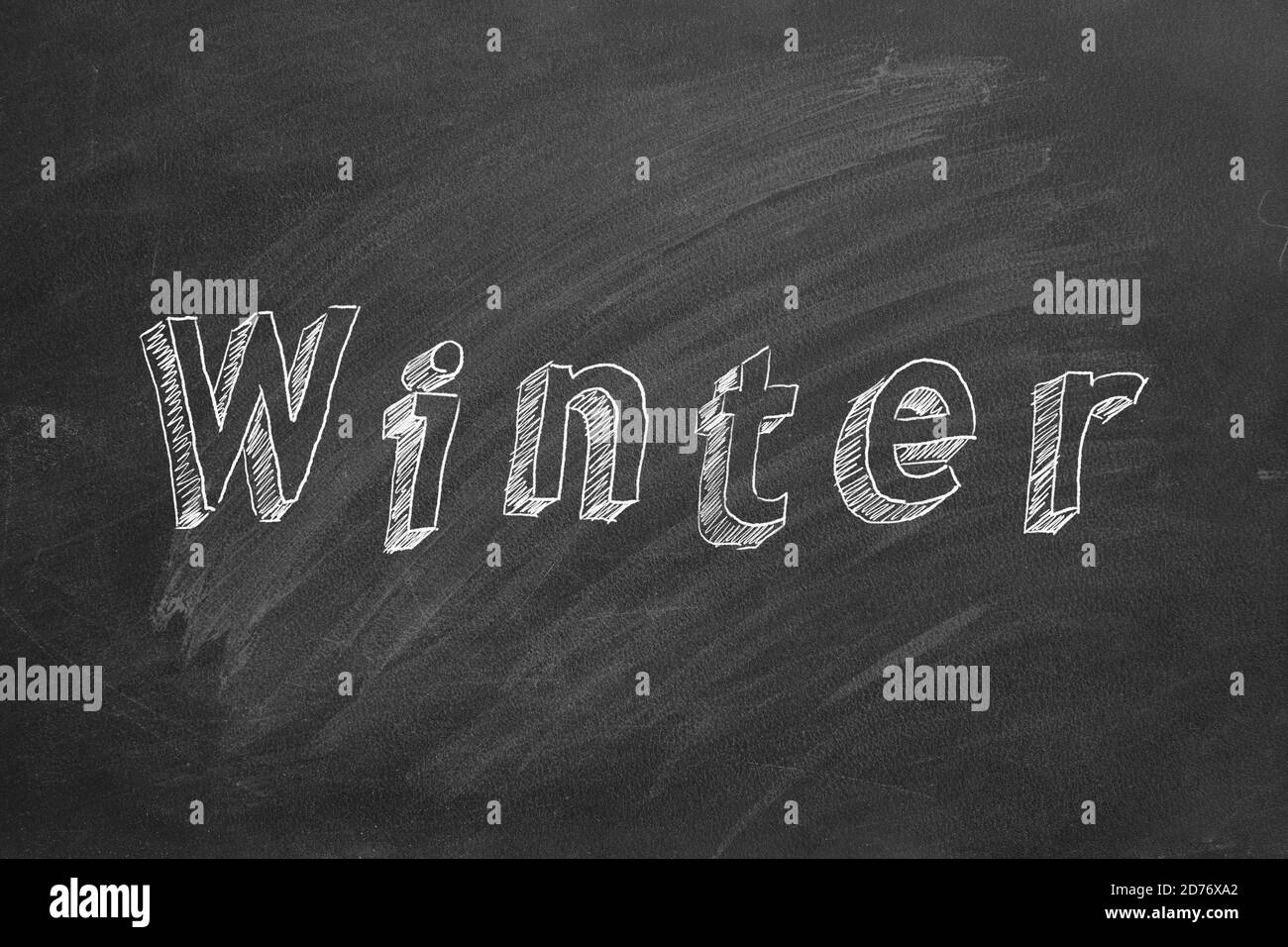 Hand drawing text "Winter" on blackboard Stock Photo - Alamy