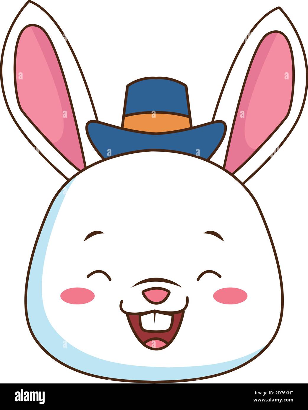 chinese rabbit animal head with hat character vector illustration ...