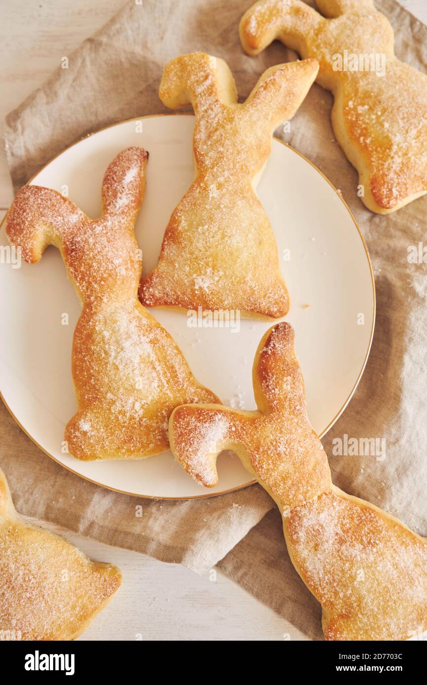 Homemade Easter bunny biscuits on a plate Stock Photo - Alamy