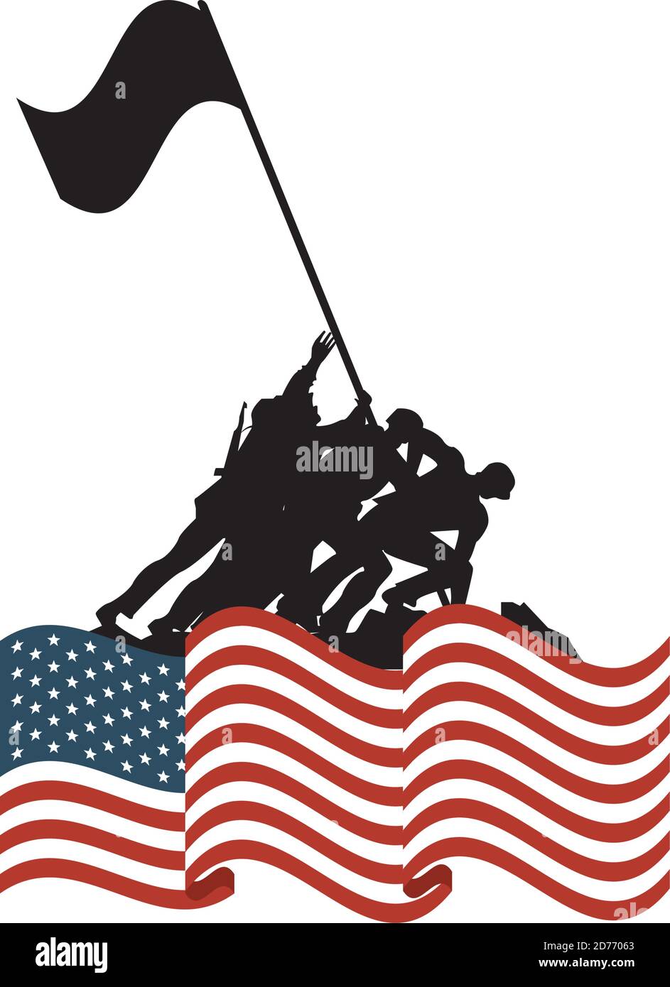 soldiers lifting united states of america flag vector illustration ...