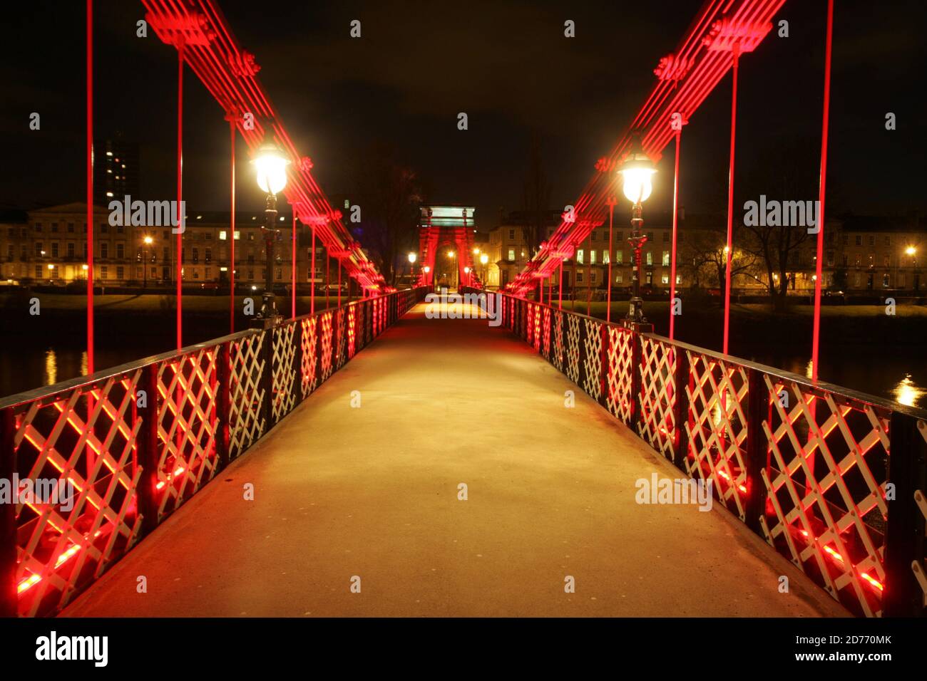 Glasgow, Scotland, UK.. Bridges over the River Clyde at night time. The ...