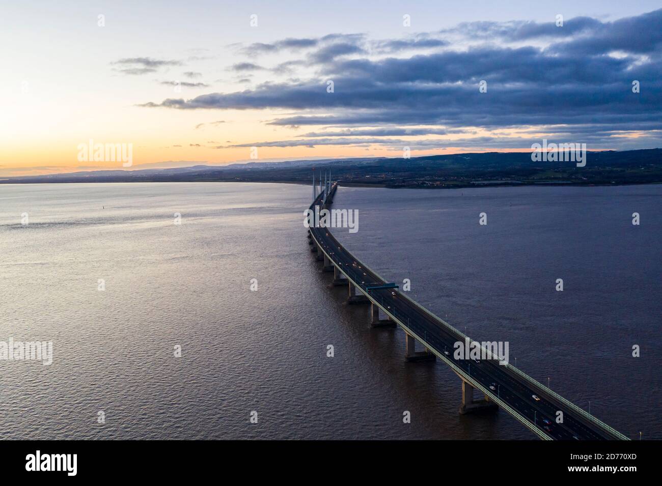 Severn bridges M4 Severn crossing aerial view shot Stock Photo - Alamy