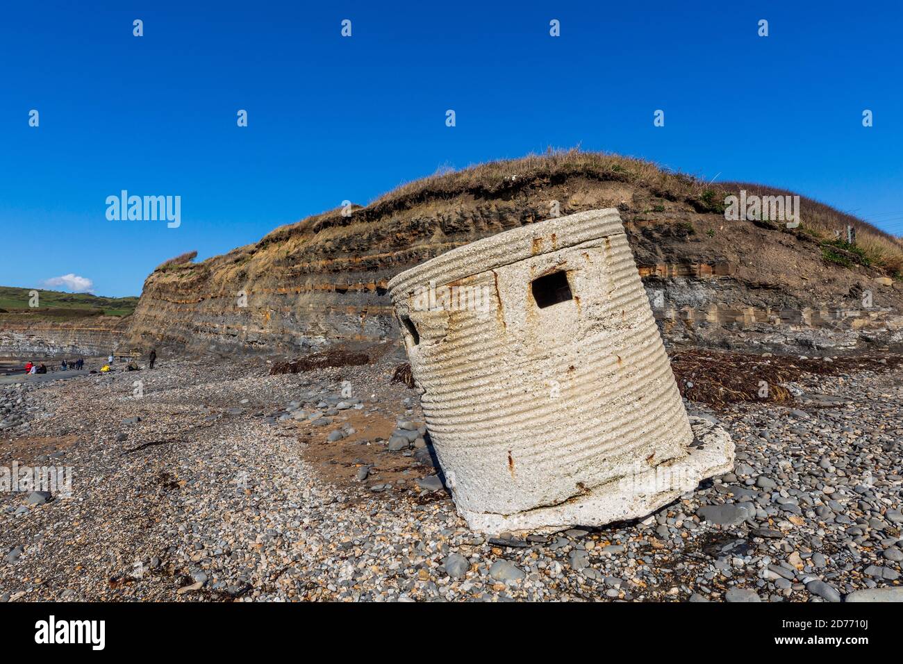 A World War II Pill box on Kimmeridge beach on the Jurassic Coast in ...