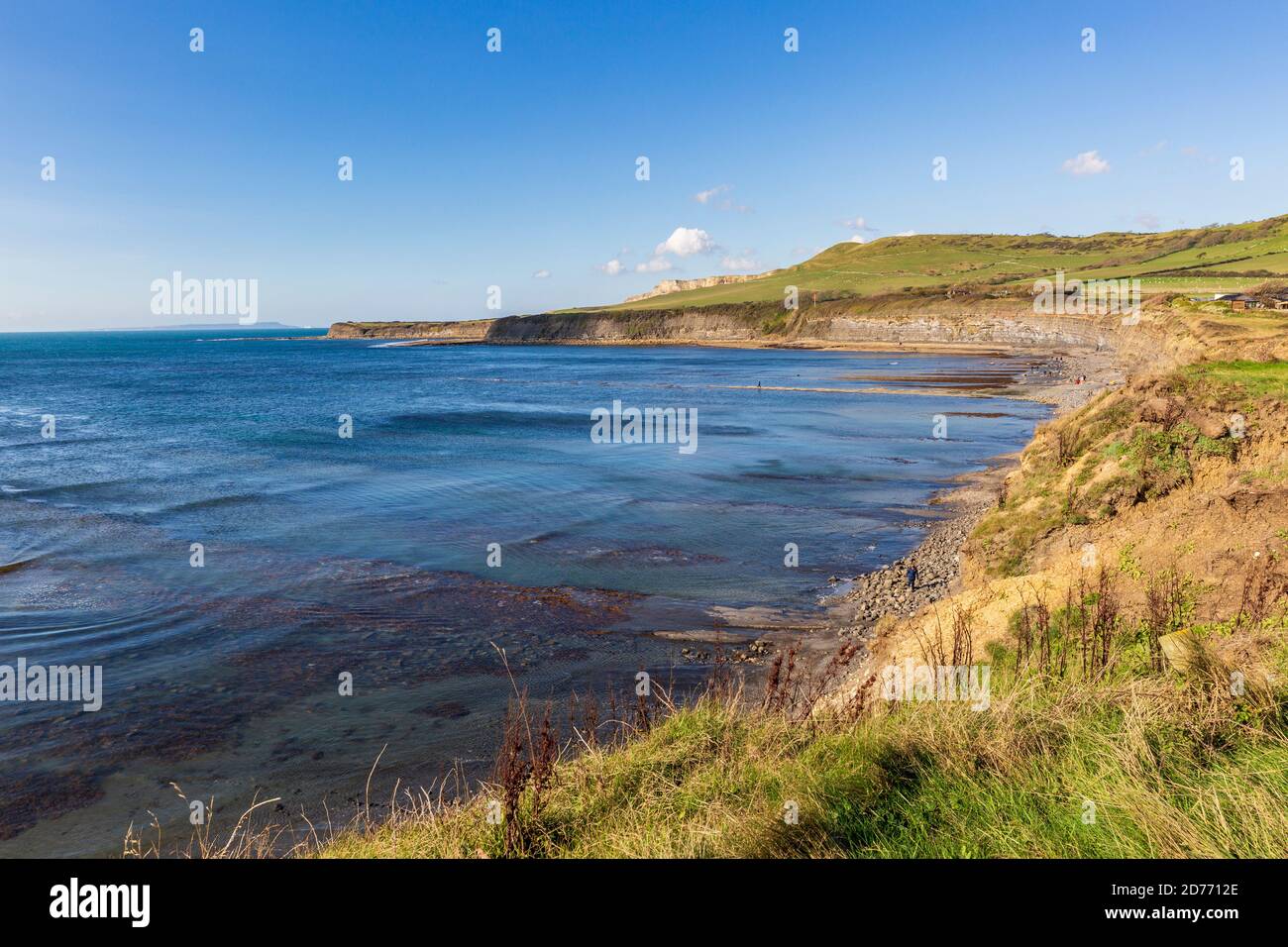 Kimmeridge Bay at high tide on the Jurassic Coast in Dorset England ...