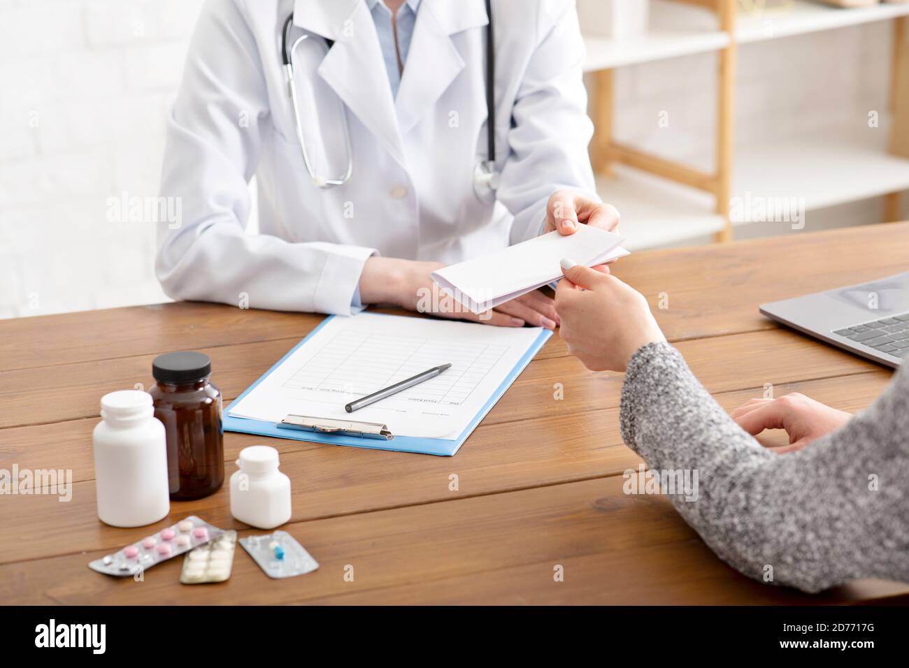 Prescription for medication and examination by doctor Stock Photo - Alamy