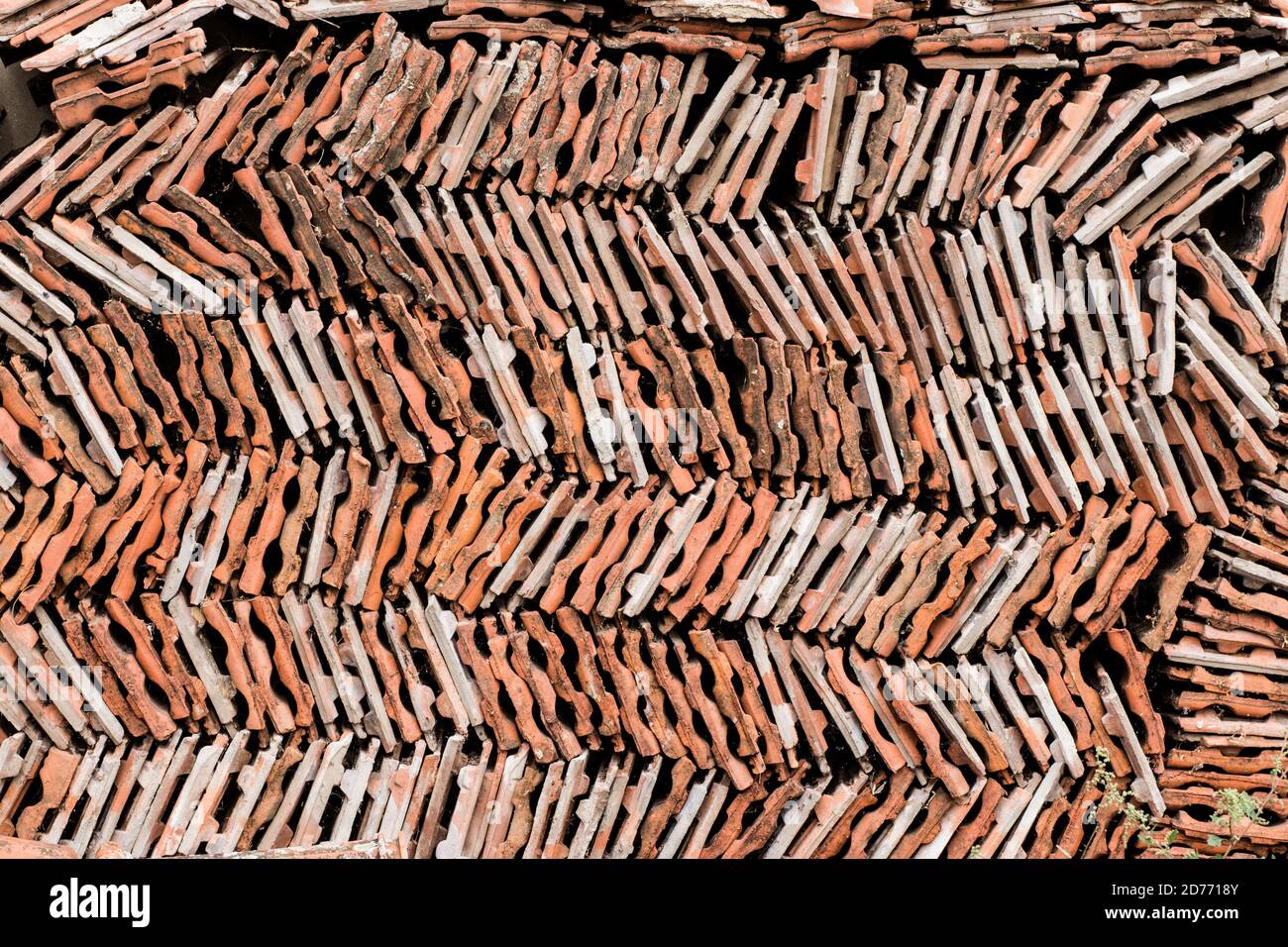 Orange roof tiles stacked pile Stock Photo - Alamy