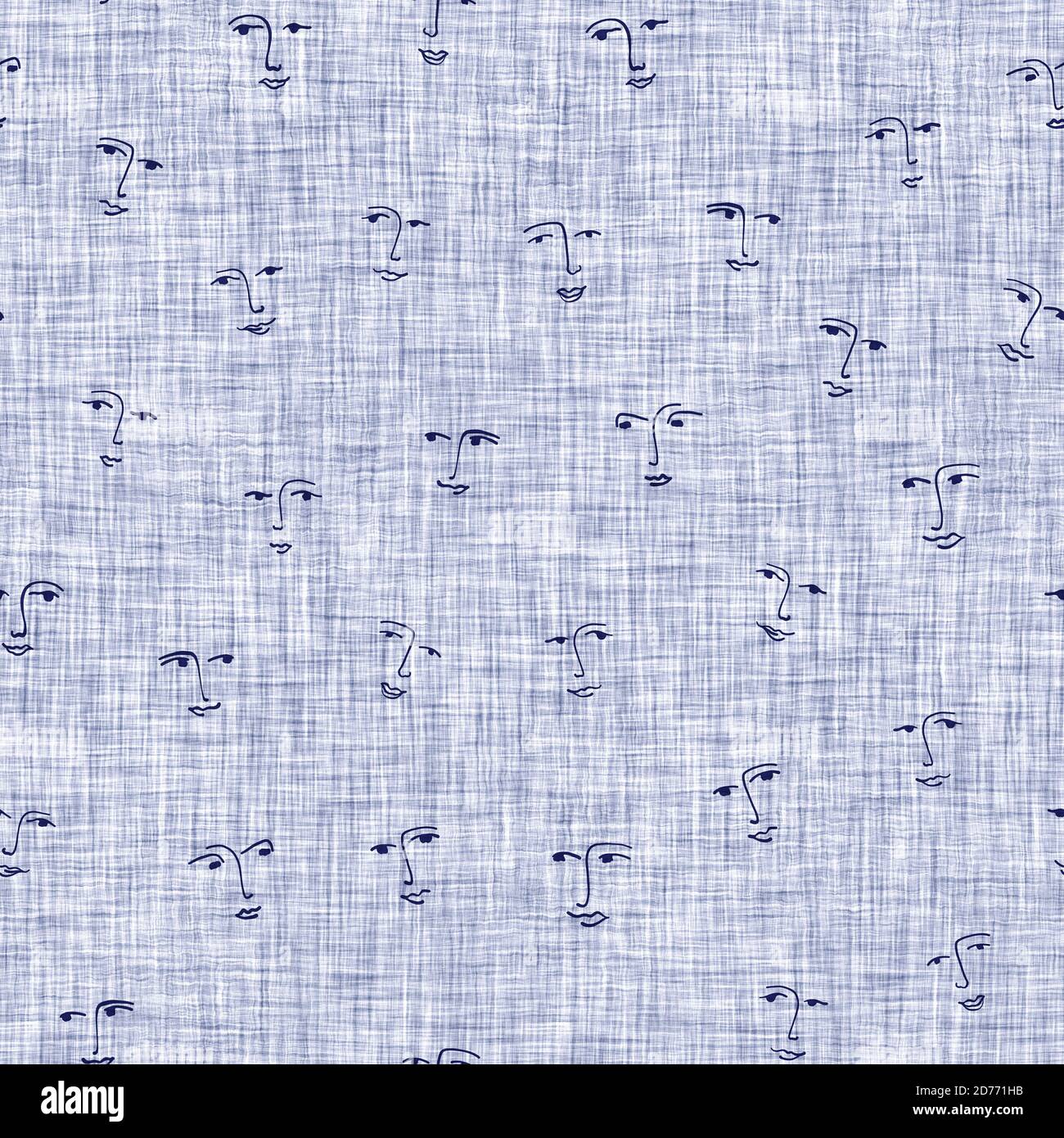 Seamless indigo block print texture. Navy blue woven cotton dyed effect ...