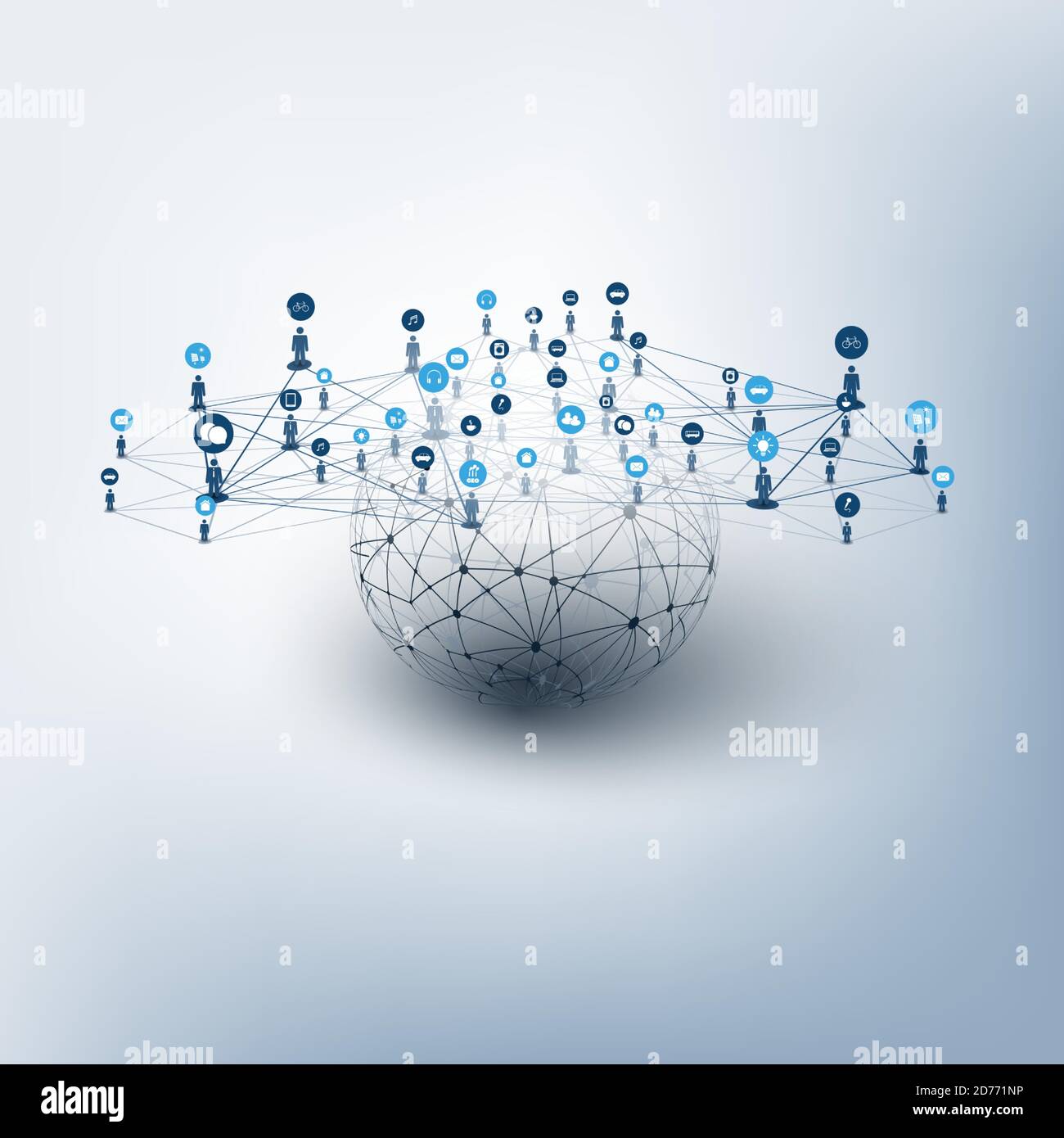 Internet of Things, Cloud Computing Design Concept with Wireframe and Icons - Global Digital ...