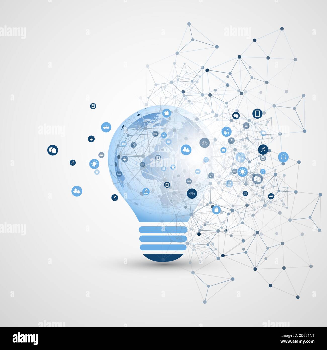 Abstract Electricity, Cloud Computing and Global Network Connections Concept Design with Earth ...