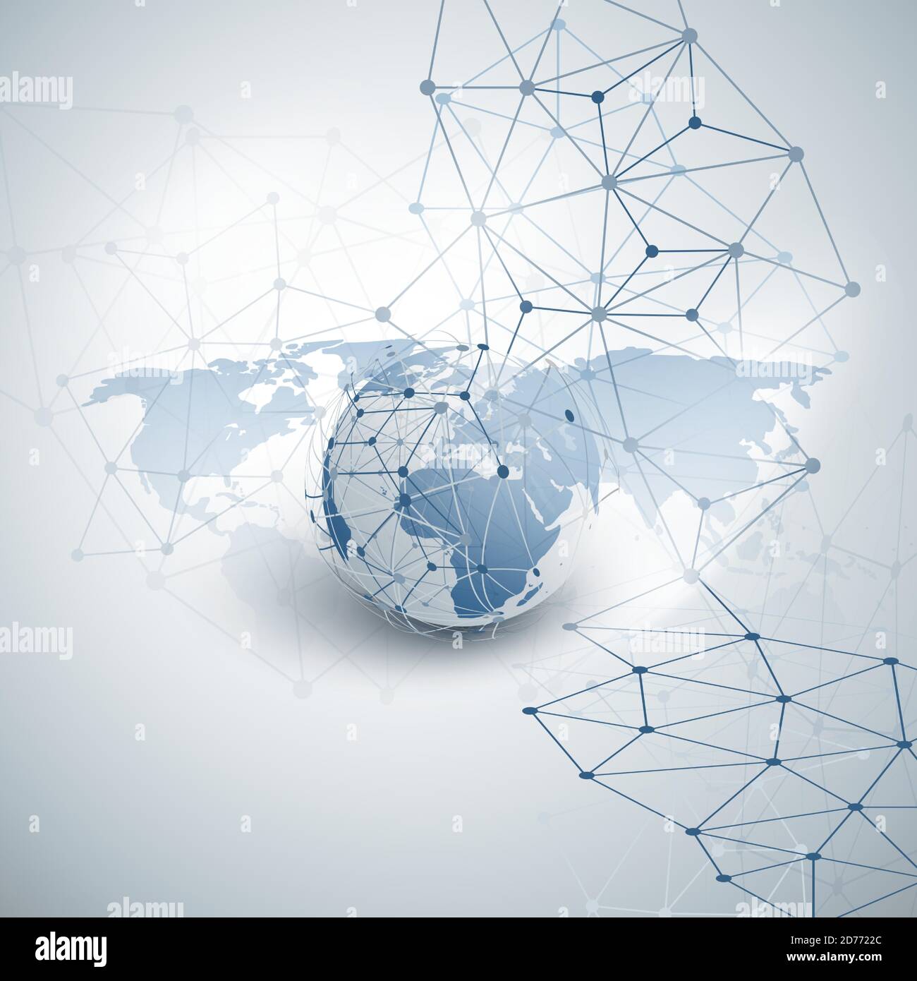 Cloud Computing and Global Networks Concept Design with Earth Globe, World Map and Geometric ...