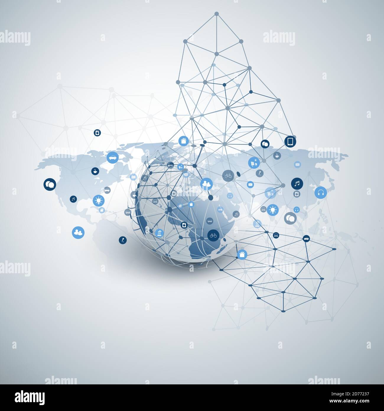 Internet of Things, Cloud Computing Design Concept with Wireframe and Icons - Global Digital ...
