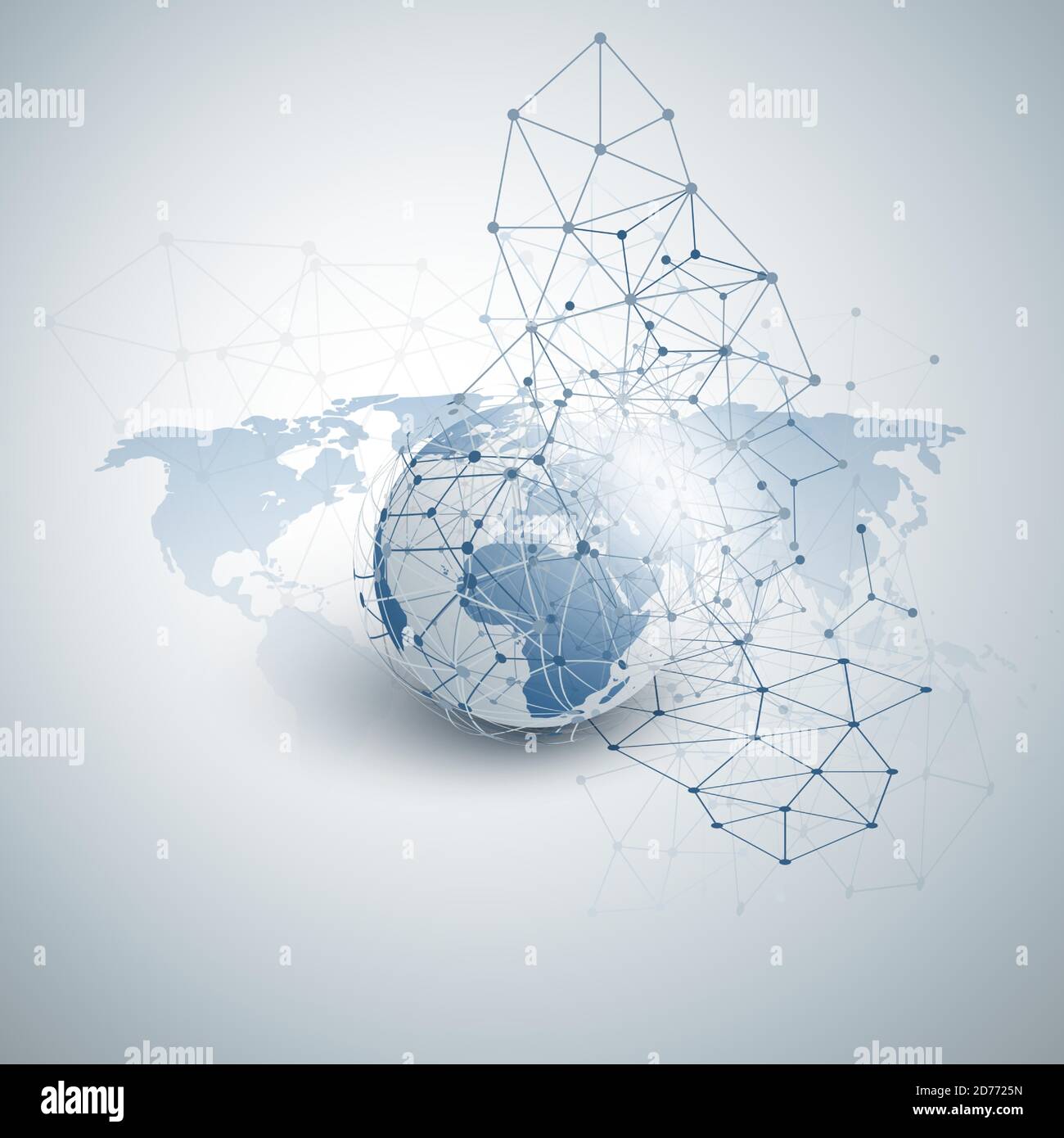 Cloud Computing and Global Networks Concept Design with Earth Globe, World Map and Geometric ...