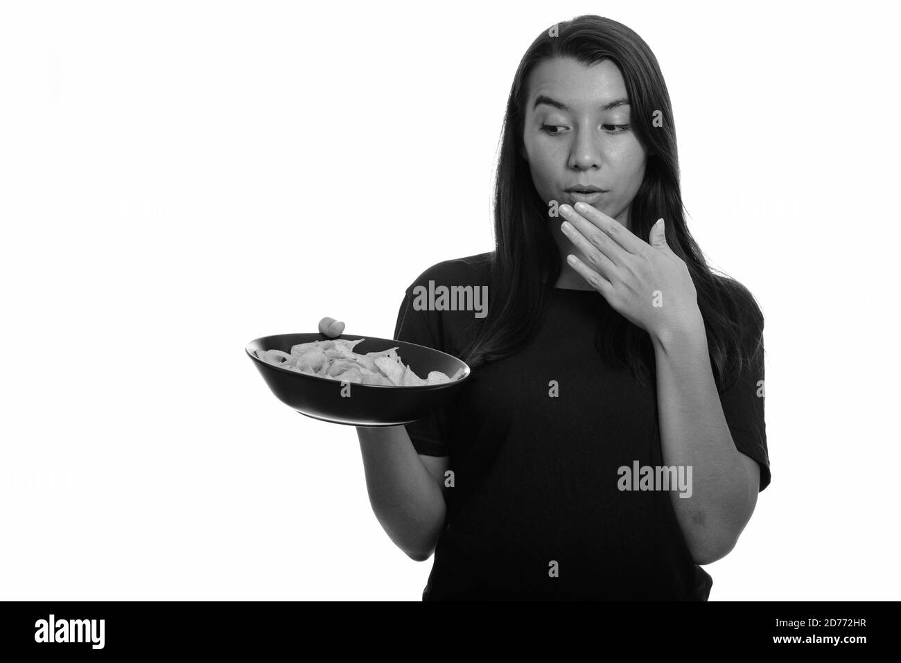 Bowl potato chips Black and White Stock Photos & Images - Alamy