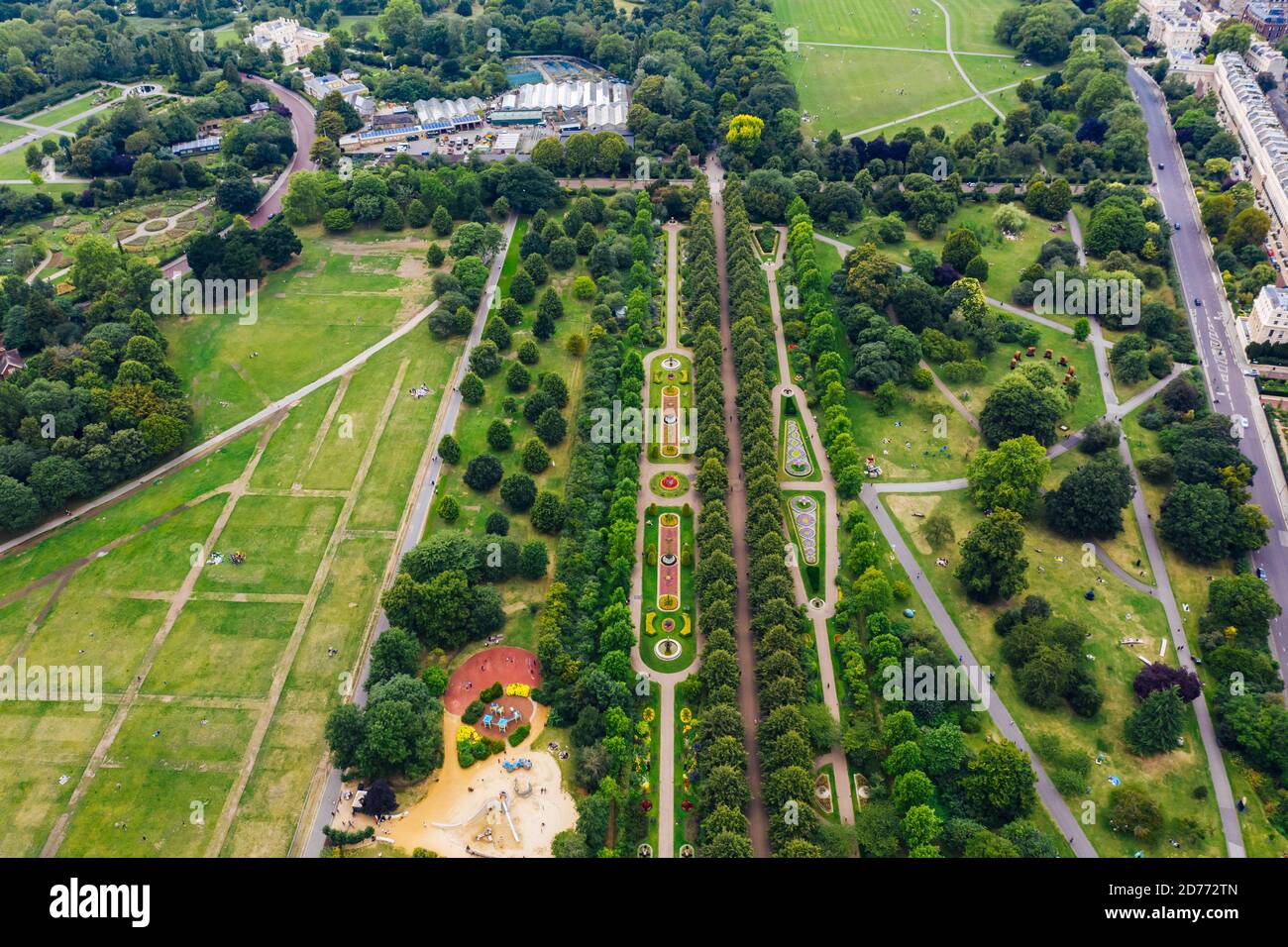 Aerial view wtih beautiful landscape design, UK England Regent's Park ...