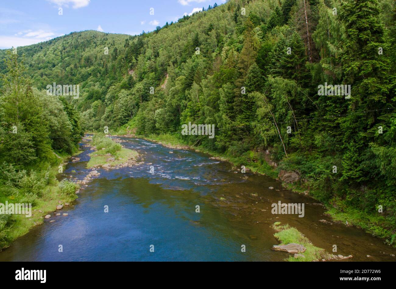 Mountain river with fast flow of clean water top view Stock Photo - Alamy