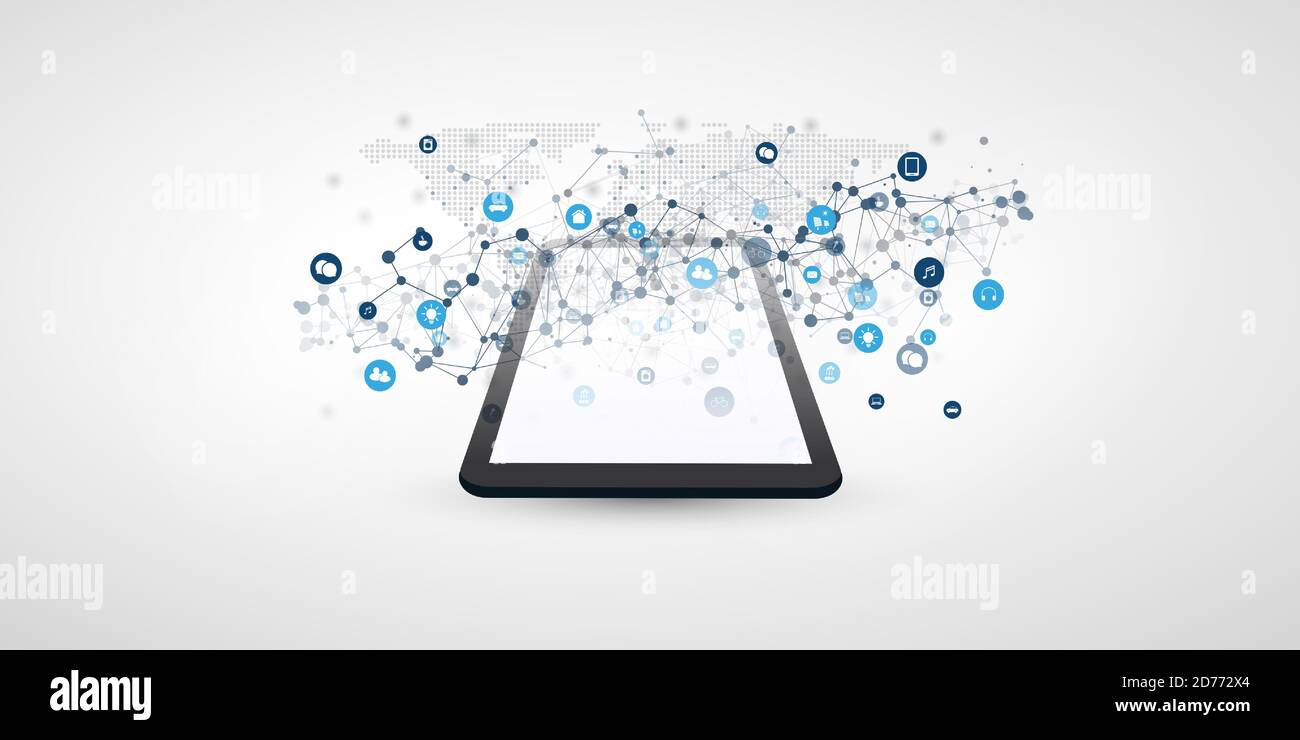 Internet of Things, Cloud Computing Design Concept with Icons and ...