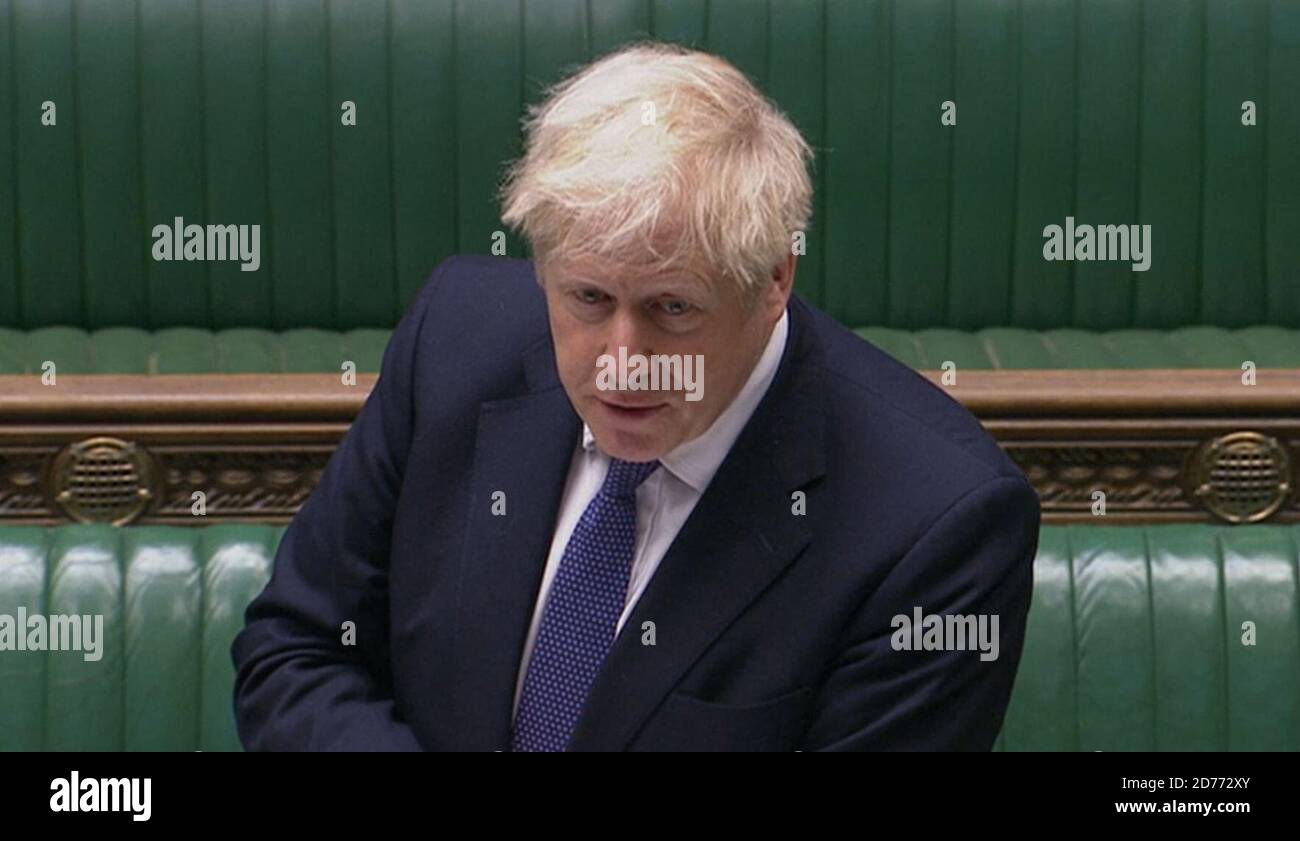 Prime Minister Boris Johnson speaks during Prime Minister's Questions ...